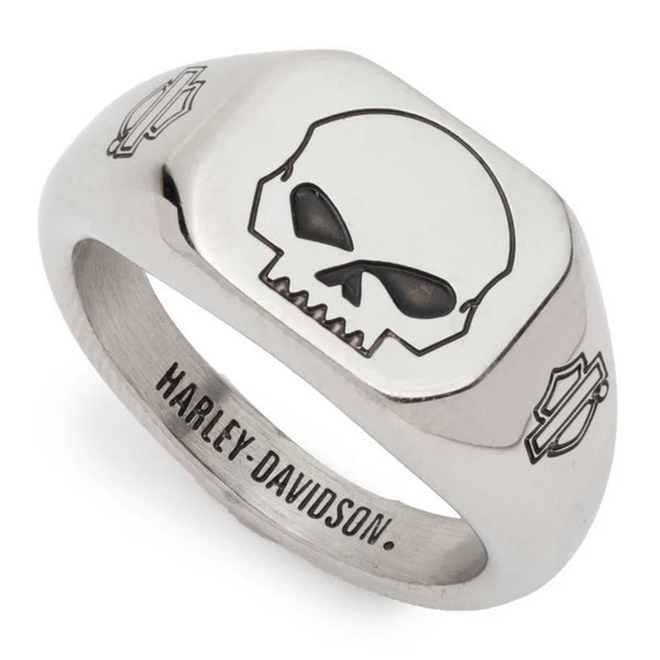 Harley-Davidson® Men's Willie G Skull Beveled Edge Ring - Stainless St ...